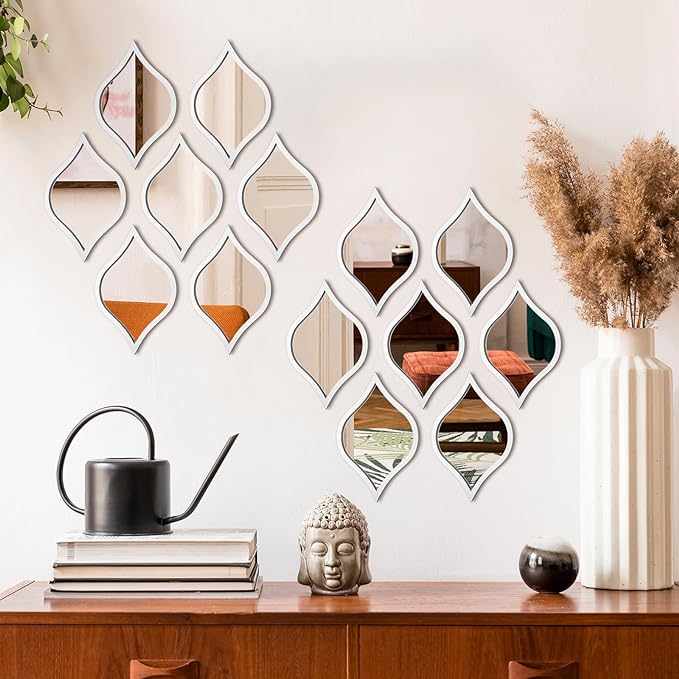 Lustrous Cascades (SET OF 9 ) Drop Mirrors Wood Wall Decor