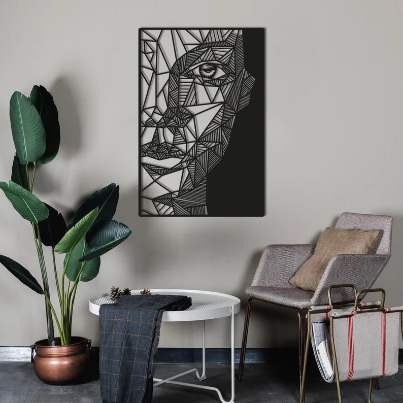 Wooden Women Face Wall Art Panel Frame