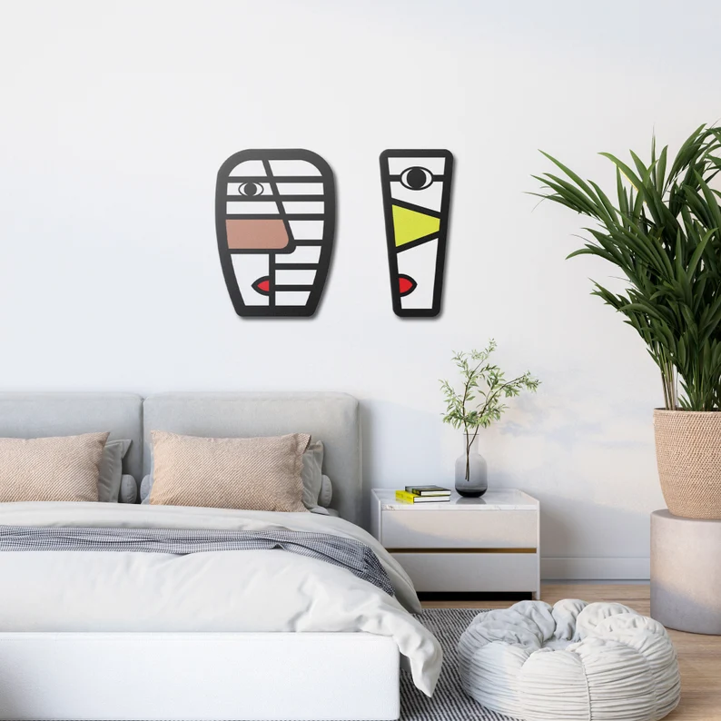 Linear Faces Wooden Wood Wall Decor